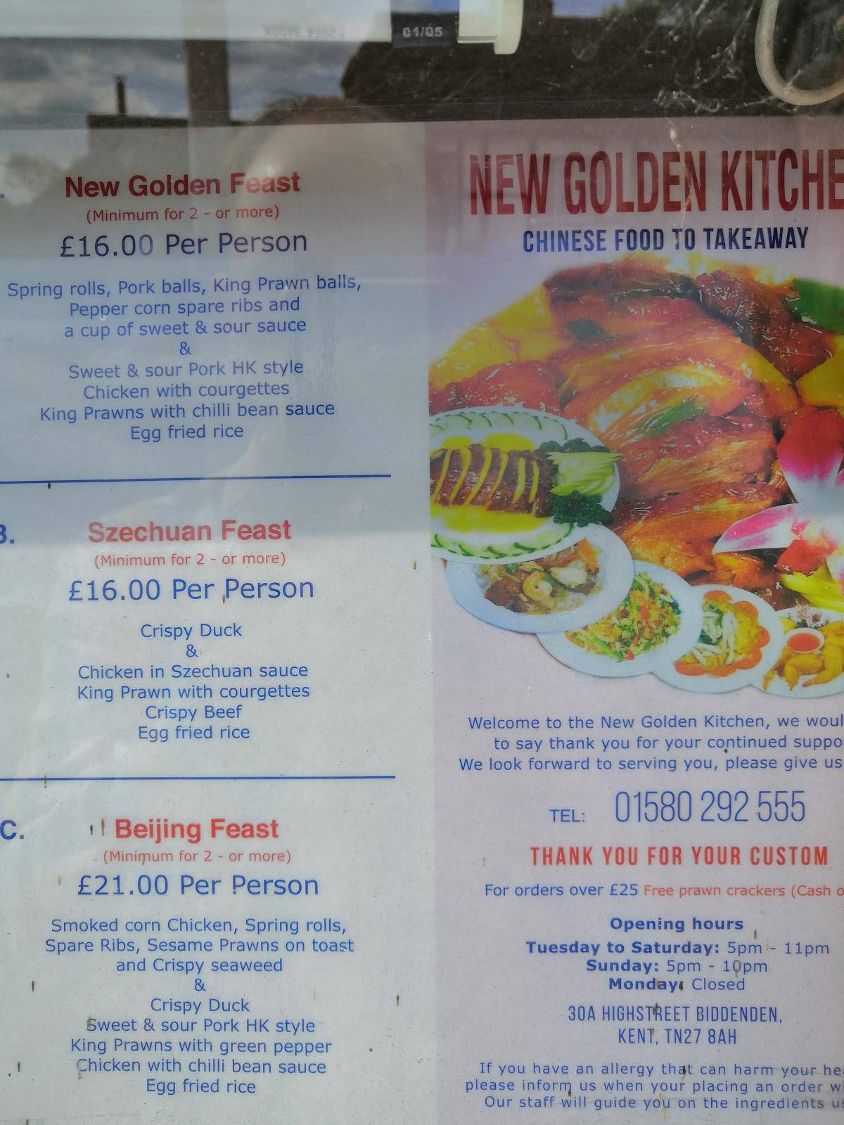 Menu at New Golden Kitchen fast food, Smarden
