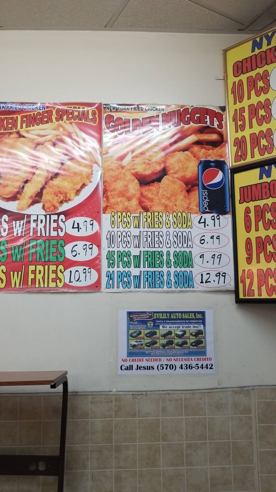 Menu at New york fried chicken fast food, Hazleton