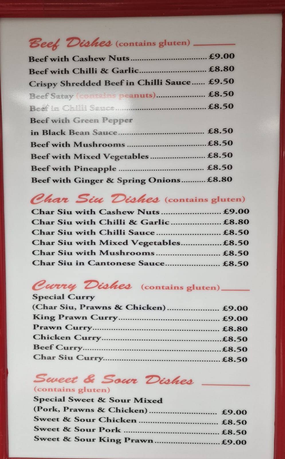 Menu at Seaway Chinese & Fish and Chips Takeaway fast food, Frodsham
