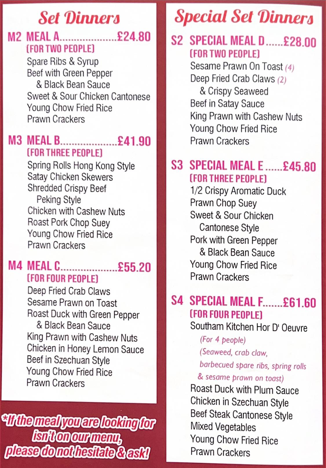 Menu at Southam Kitchen fast food, Southam