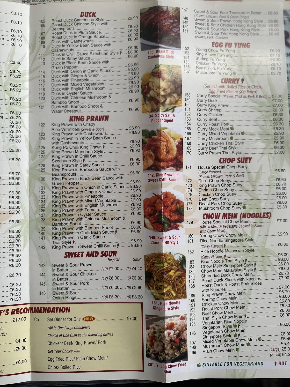 Menu at Sunny Garden fast food, Bognor Regis
