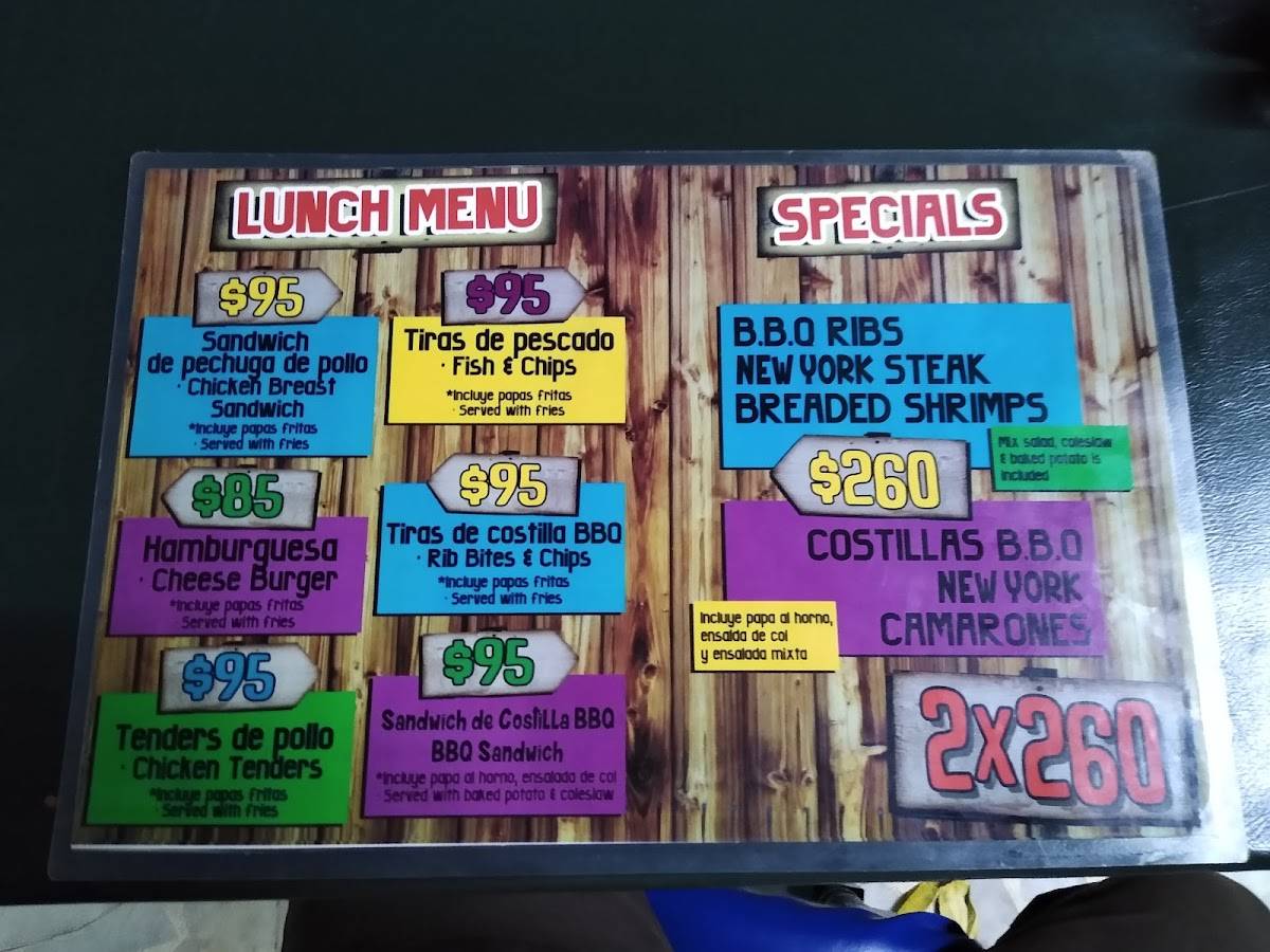 Menu at Fat Fish restaurant, Mazatlán