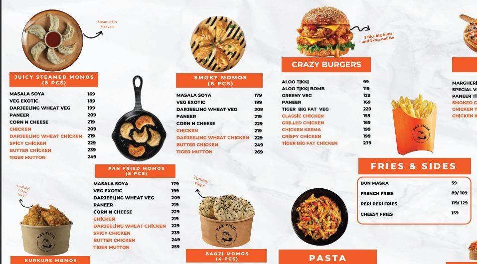 Menu at Fat Tiger, Mangaluru