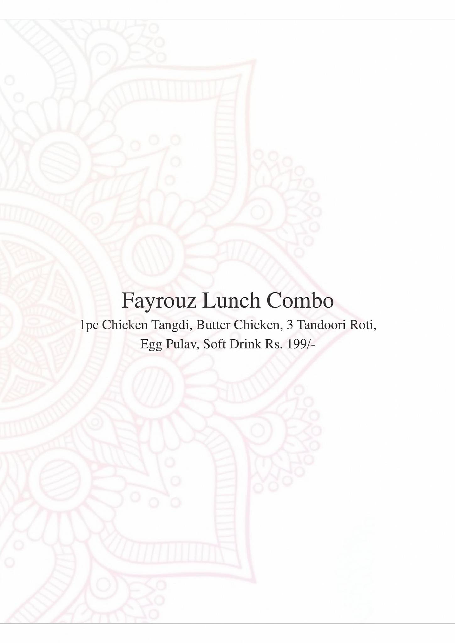 Menu at Fayrouz, Ahmedabad, 109