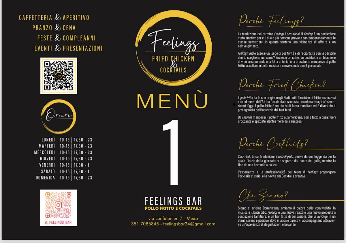 Speisekarte von Feelings - Fried chicken & cocktails restaurant, Meda