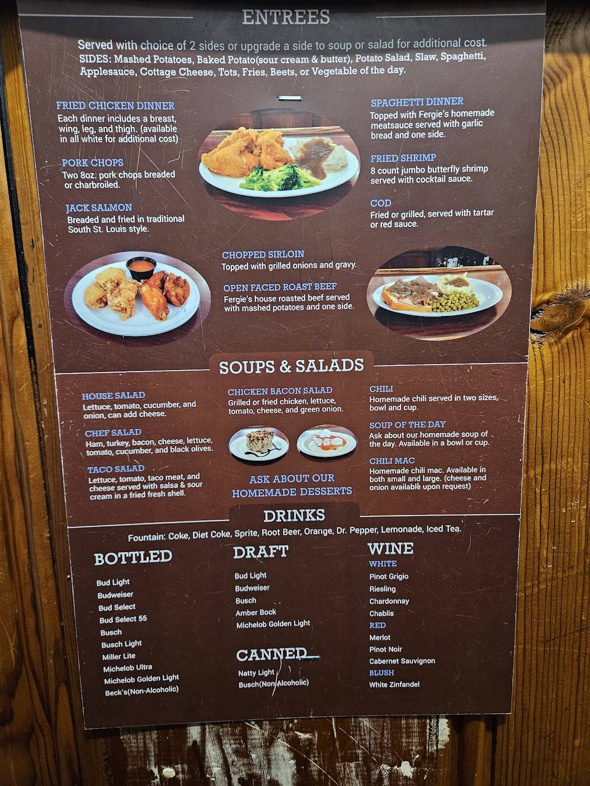 Menu at Fergie's Bar & Restaurant, Lemay