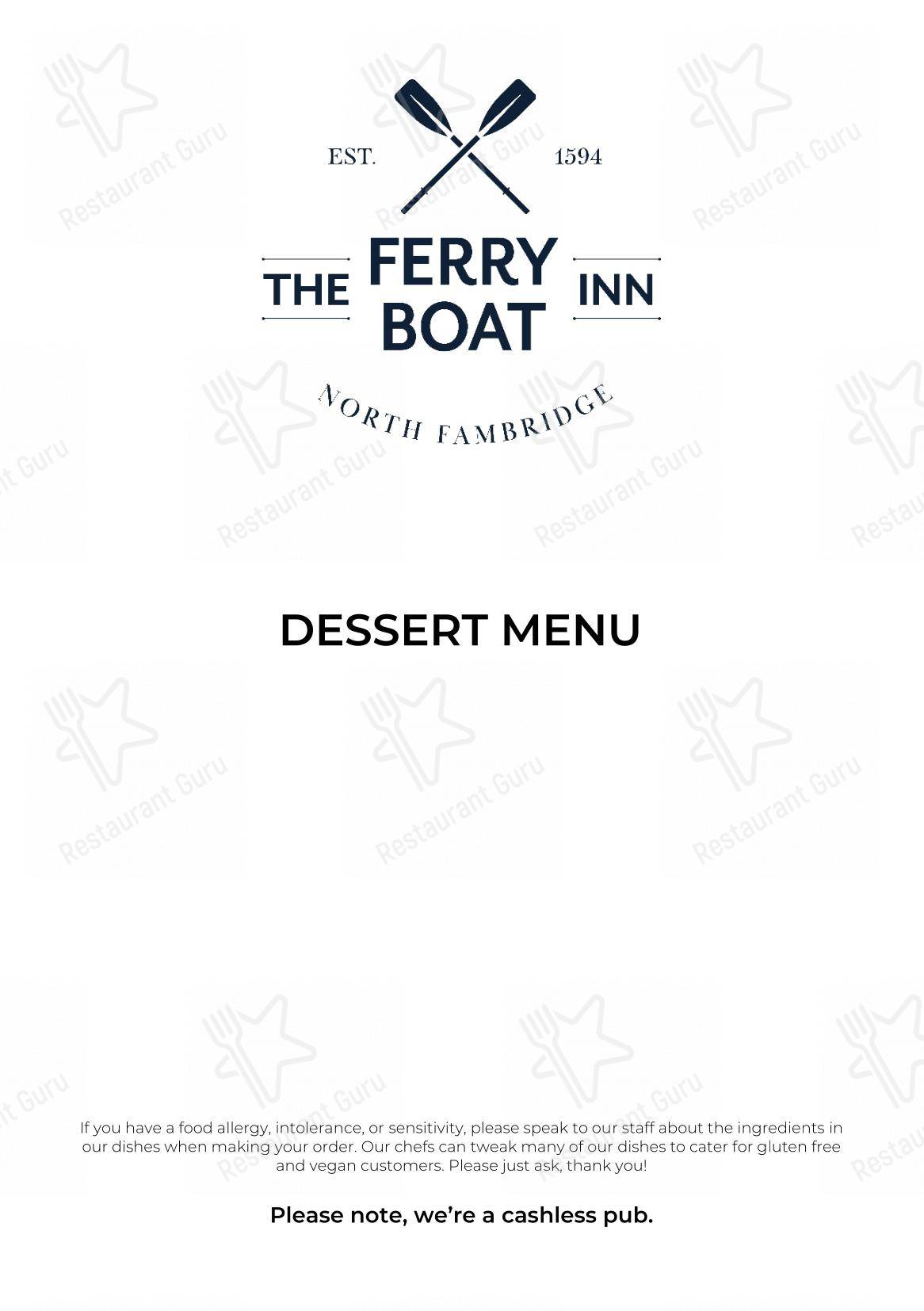 Menu at Ferry Boat Inn pub & bar, North Fambridge, Ferry Rd