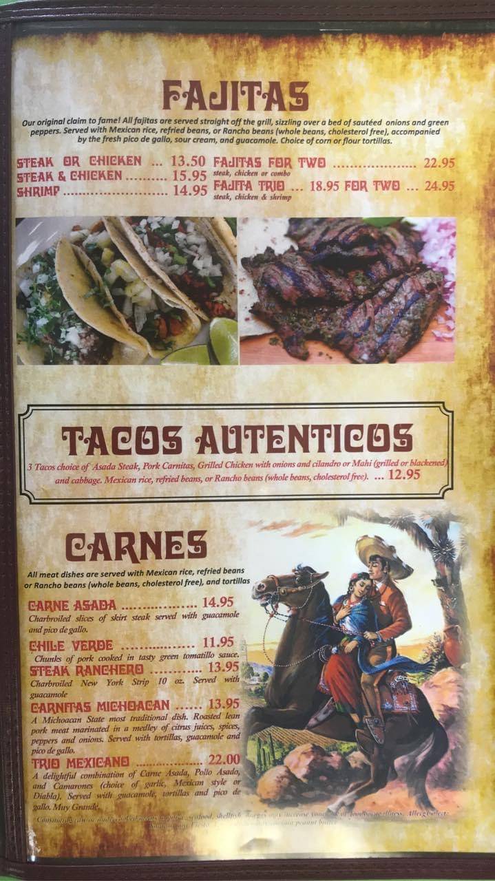 Menu at Fiesta Azteca on Hwy 192 restaurant, Melbourne, W New Haven Ave