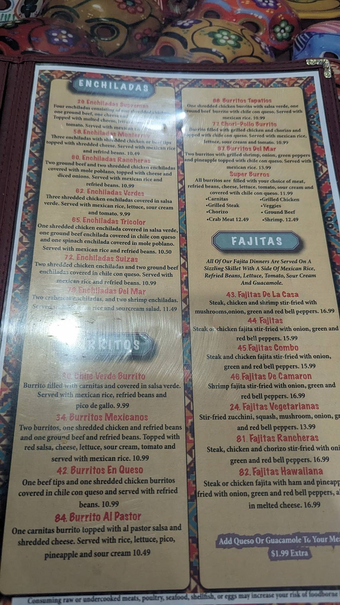 Menu at Fiesta Mexicana restaurant, Mount Vernon, 997 Coshocton Ave