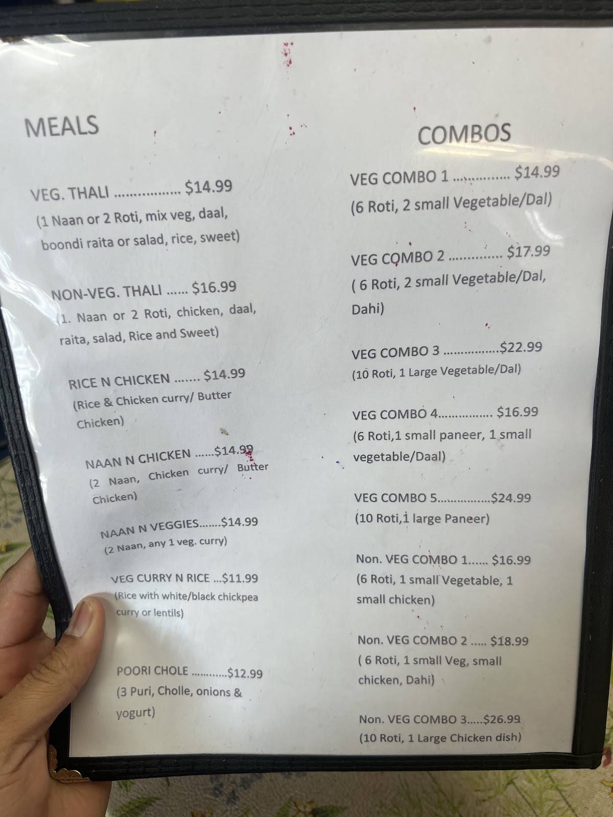 Menu at Fill 'N Chill Punjabi Restaurant, Canada
