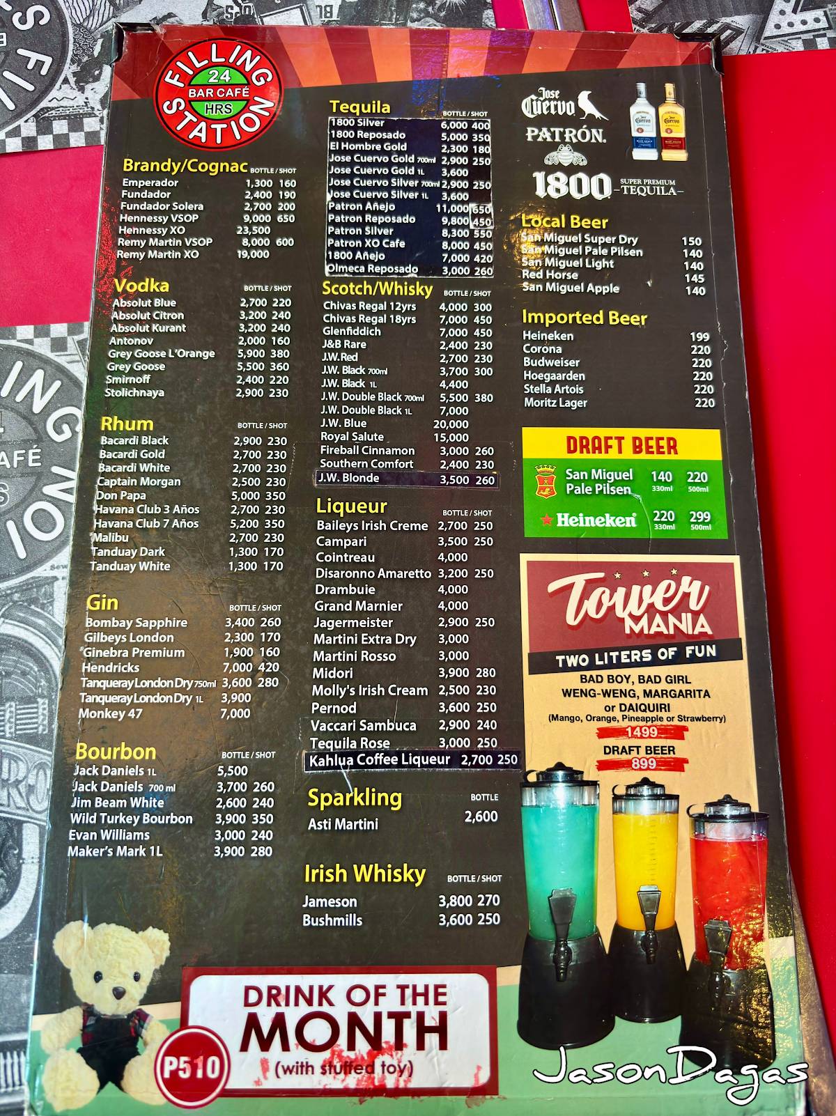 Menu at Filling Station Bar And Cafe, Makati, P Burgos St