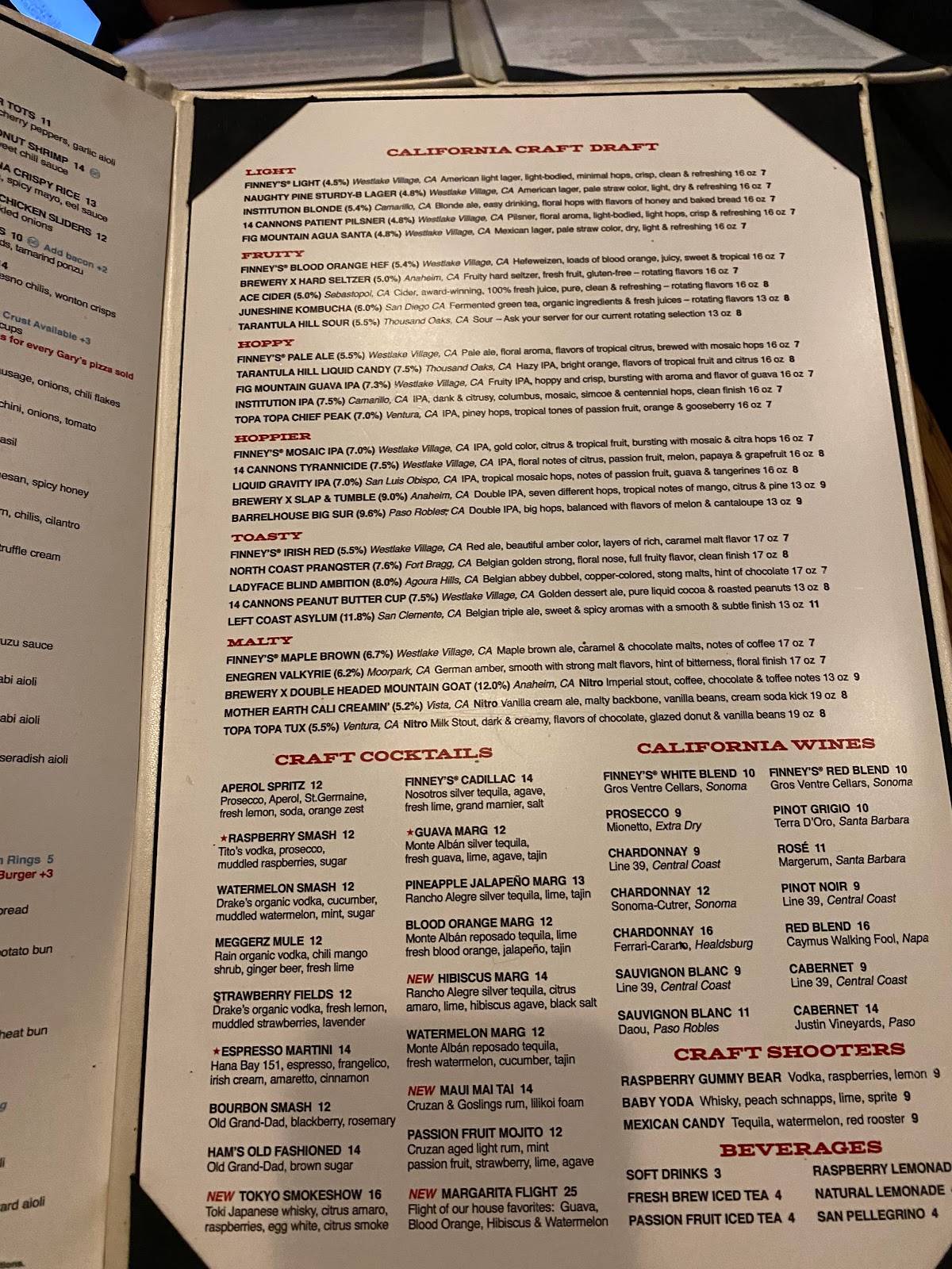 Menu at Finney's Crafthouse - Westlake Village pub & bar, Westlake ...