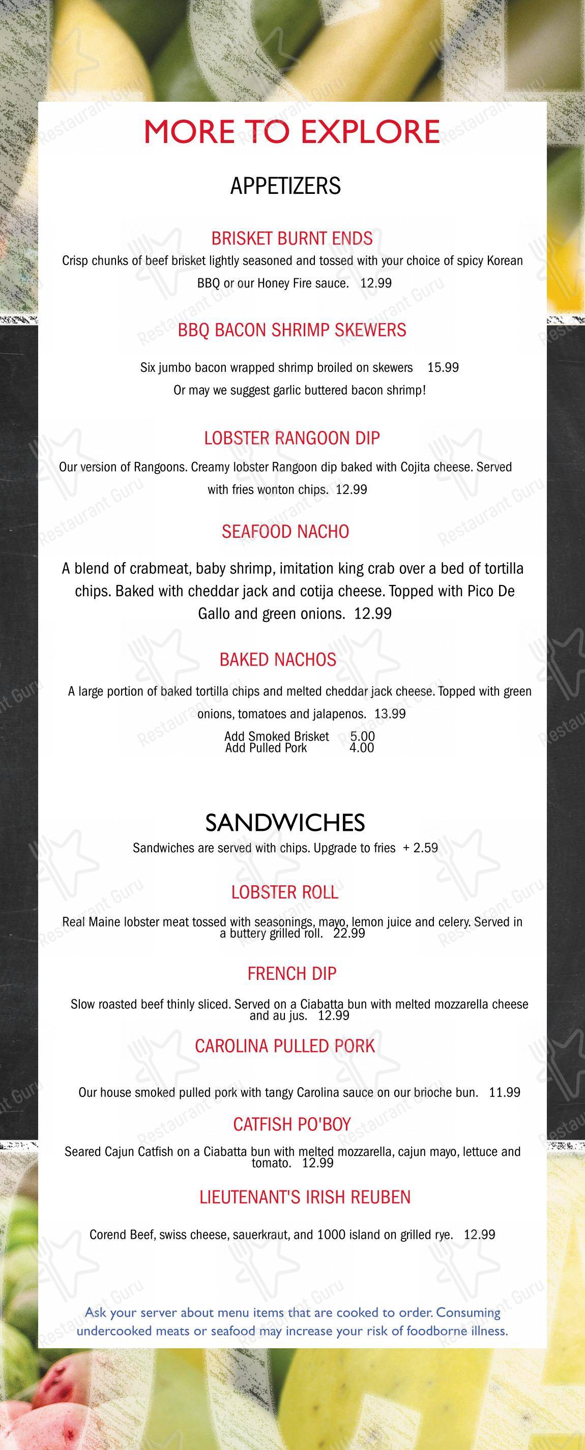 Menu at Firehouse Bar & Grill, Richfield Township
