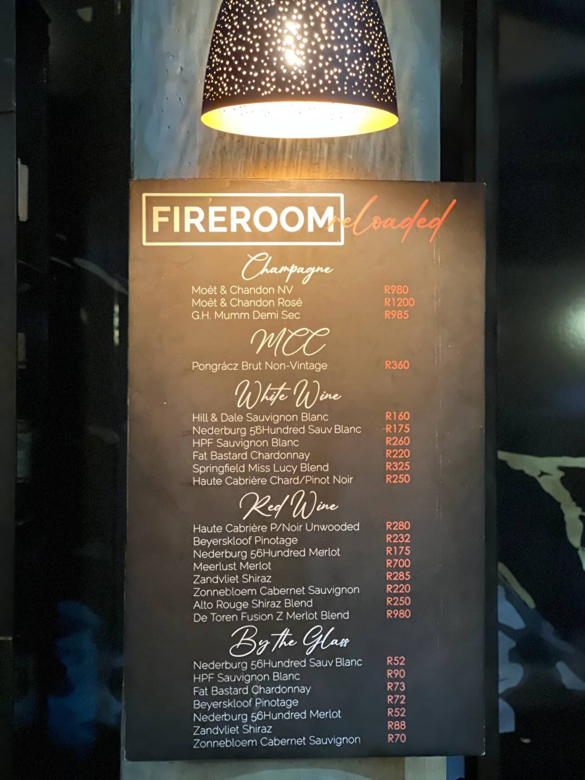 Menu at Fireroom Montecasino restaurant, Randburg, no. 64 Montecasino ...