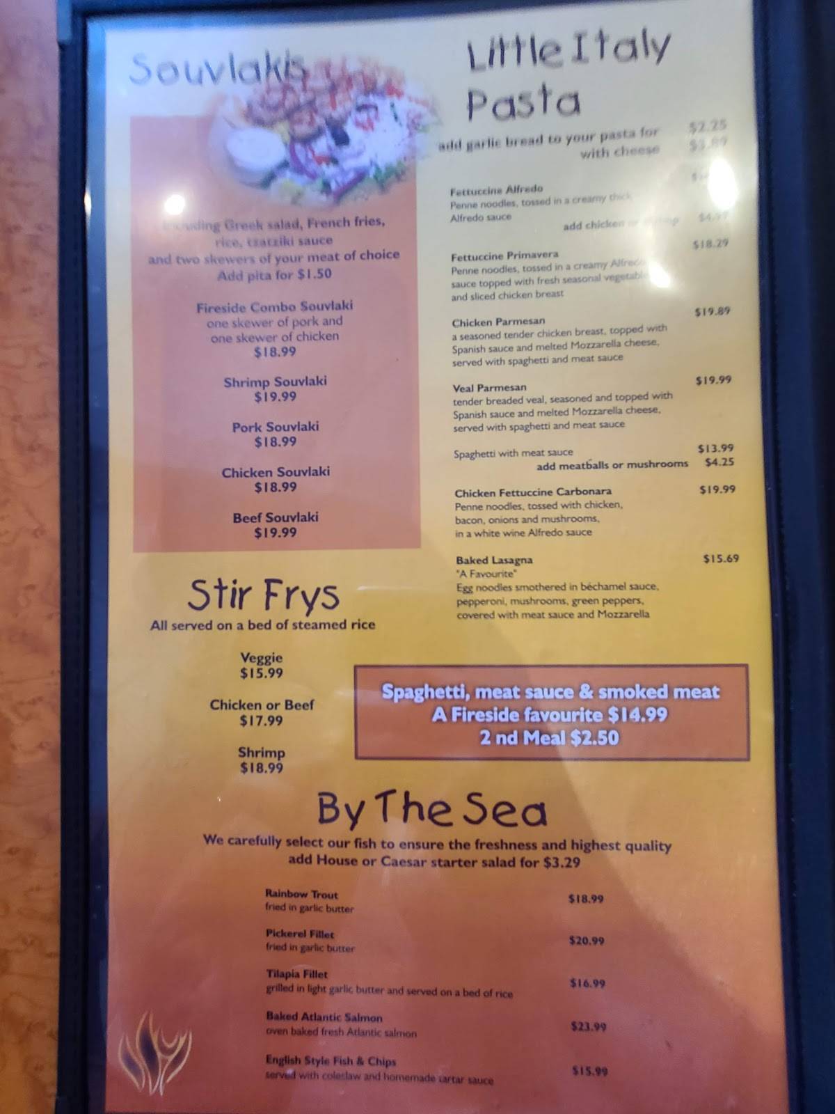 Menu at Fireside Deli & Family Restaurant, Kitchener