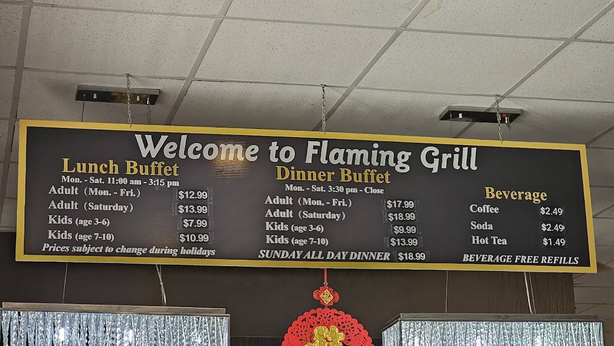 Menu at Flaming Grill & Supreme Buffet restaurant, Newark, 293 Ferry St