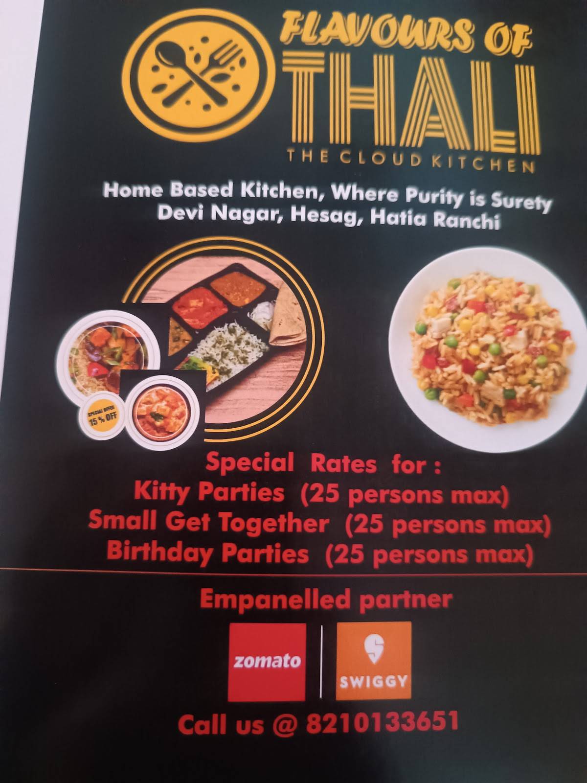 Menu at Flavours of Thali, Ranchi