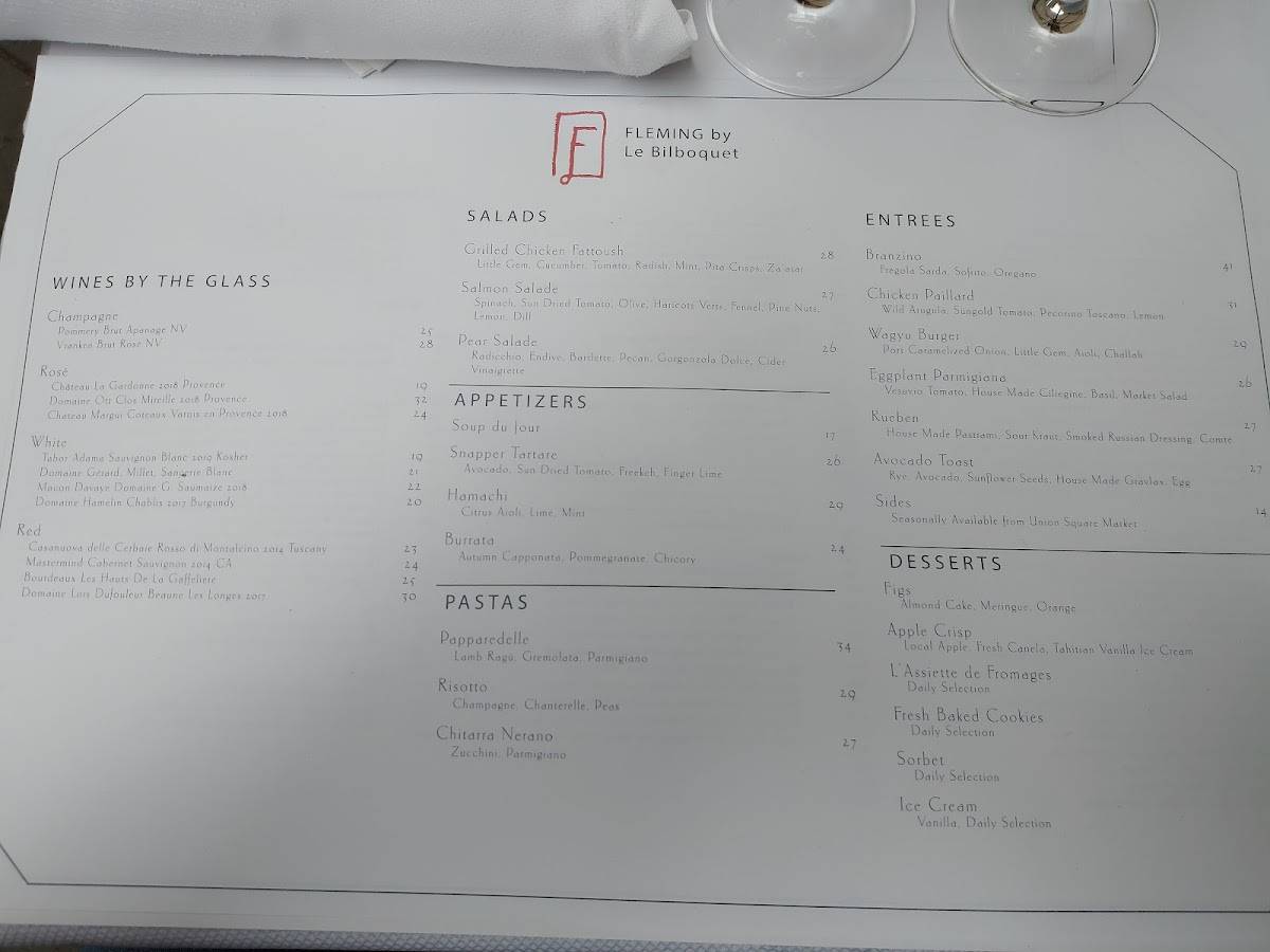 Menu at Fleming by Le Bilboquet restaurant, West New York, 27 E 62nd St