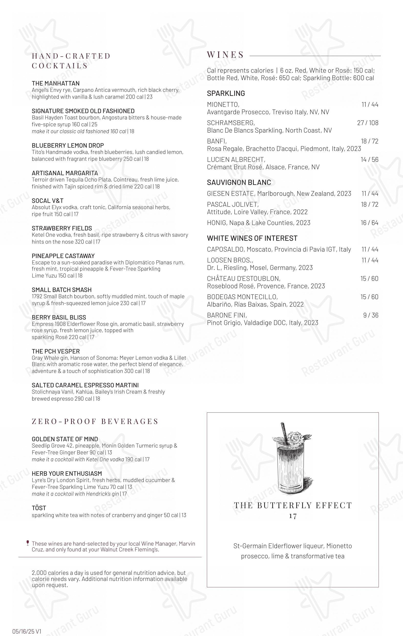 Menu at Fleming’s Prime Steakhouse & Wine Bar, Walnut Creek