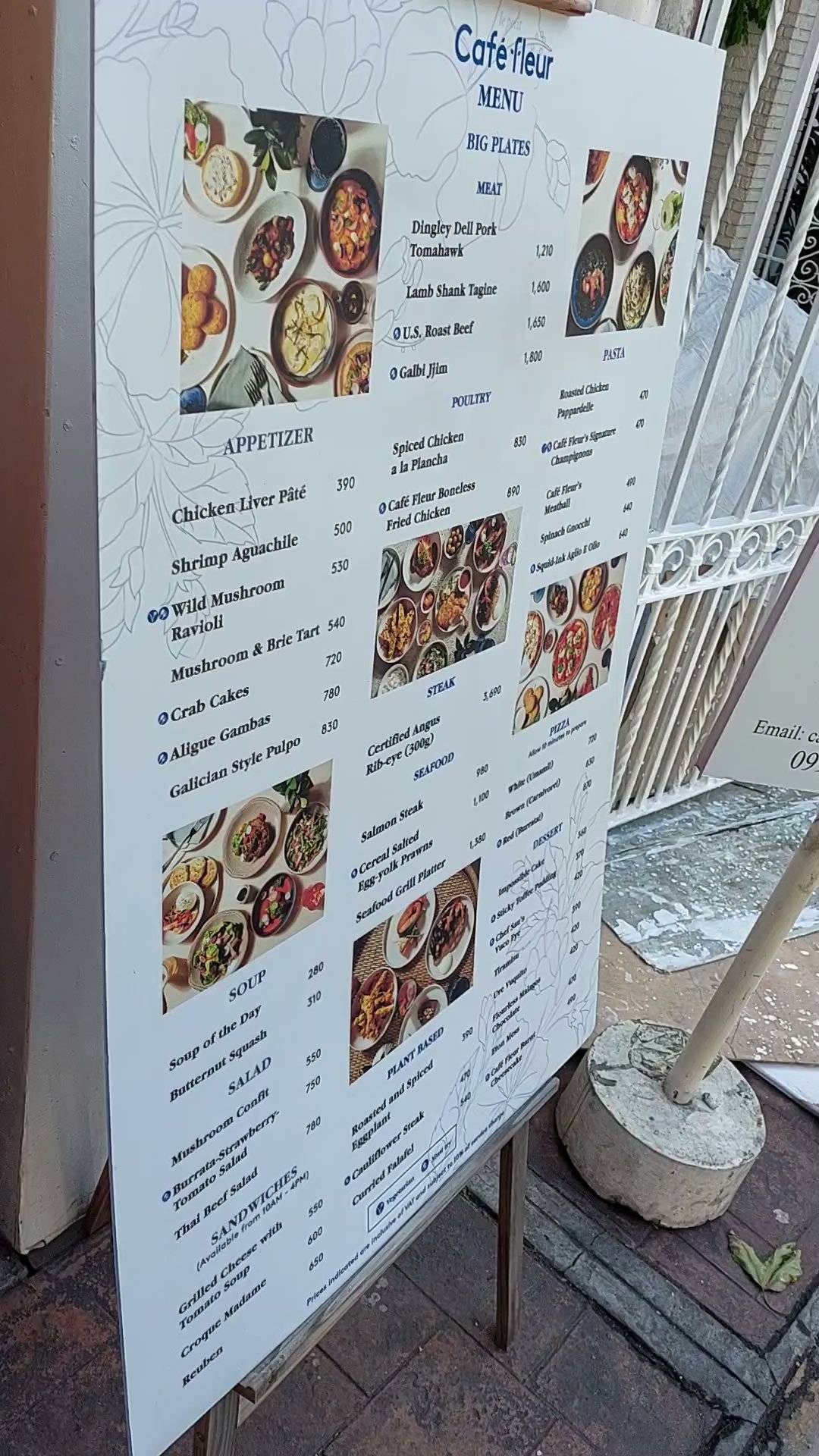 Menu at Fleur restaurant, Makati