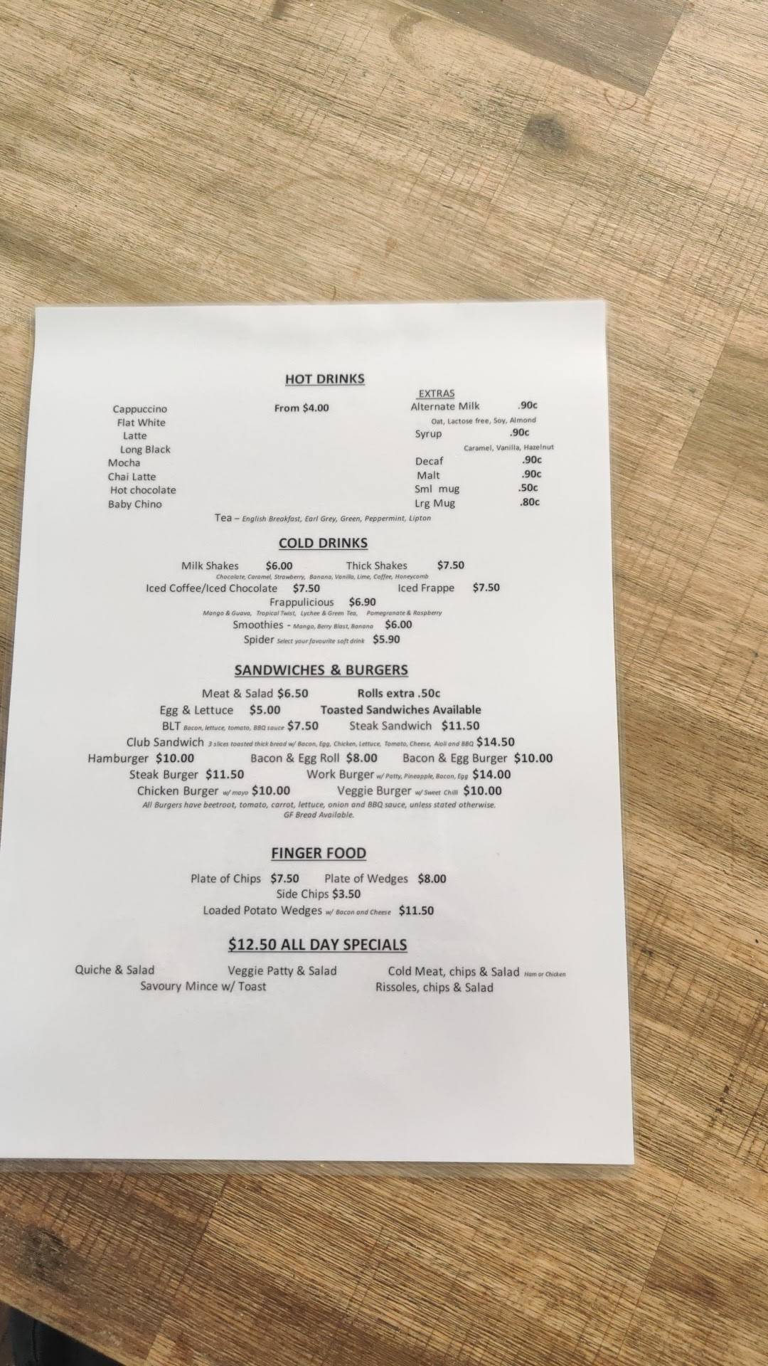 Menu at Floating Café cafe, Grantham