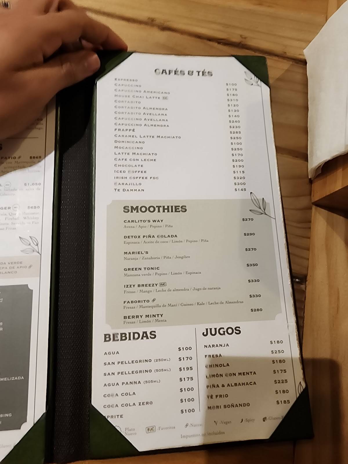 Menu at Flor de Café, Santo Domingo, Rafael Sancio 5