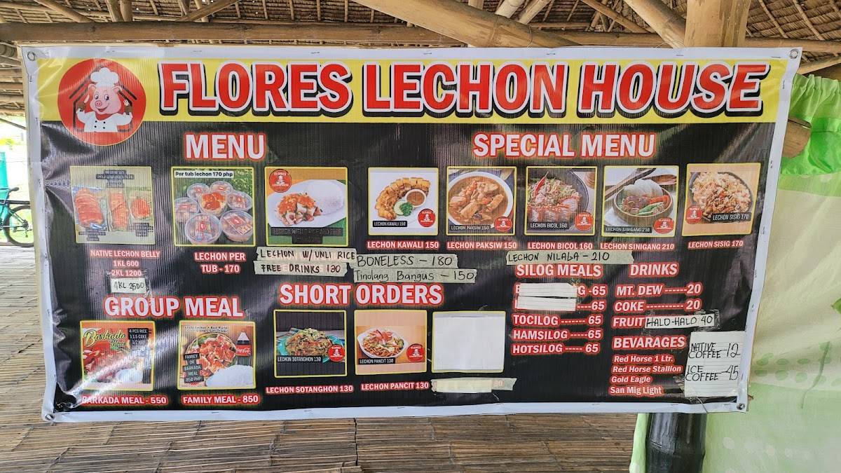 Menu at Flores Lechon House restaurant, San Enrique