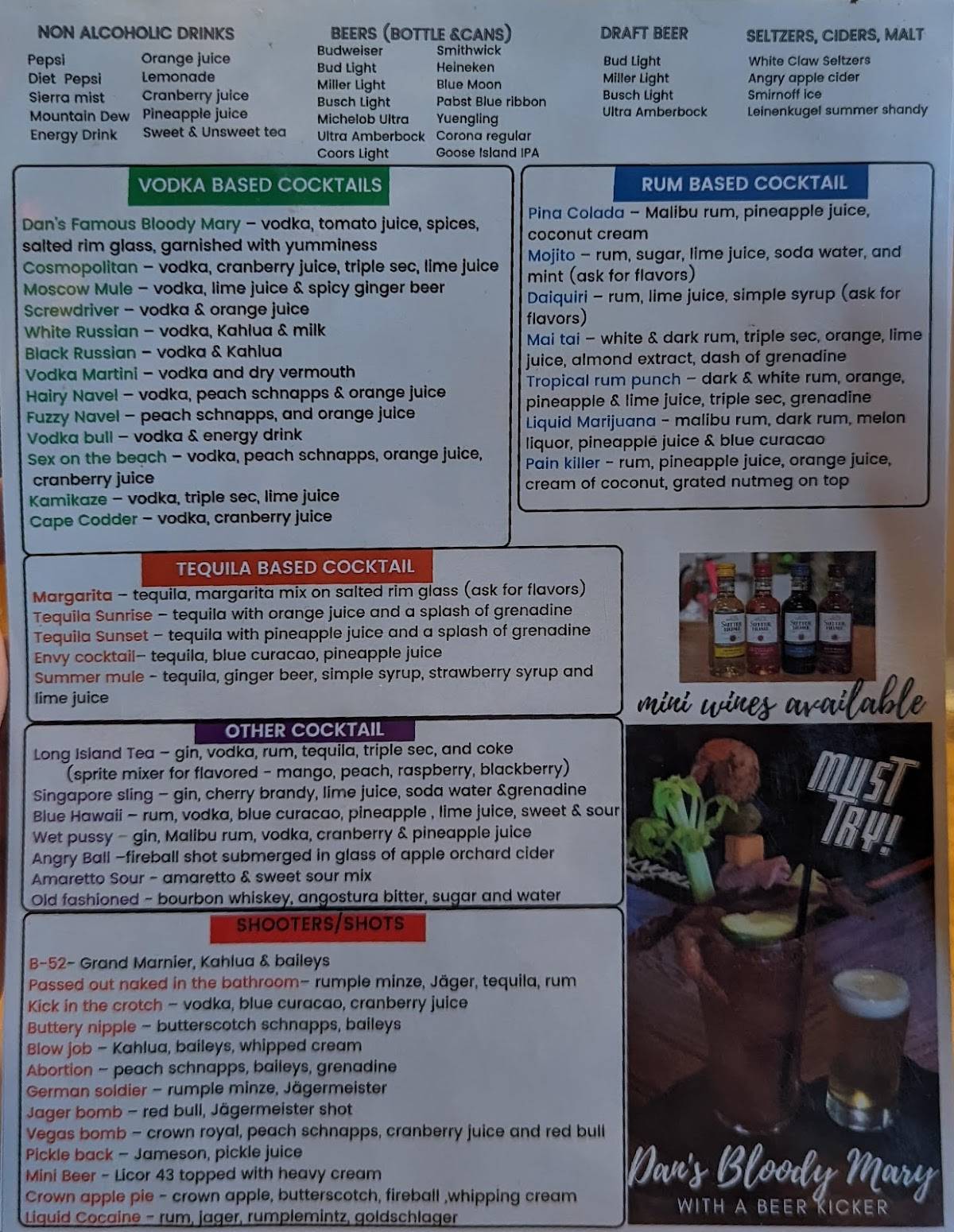 Menu at Fontanet Tavern pub & bar, Fontanet
