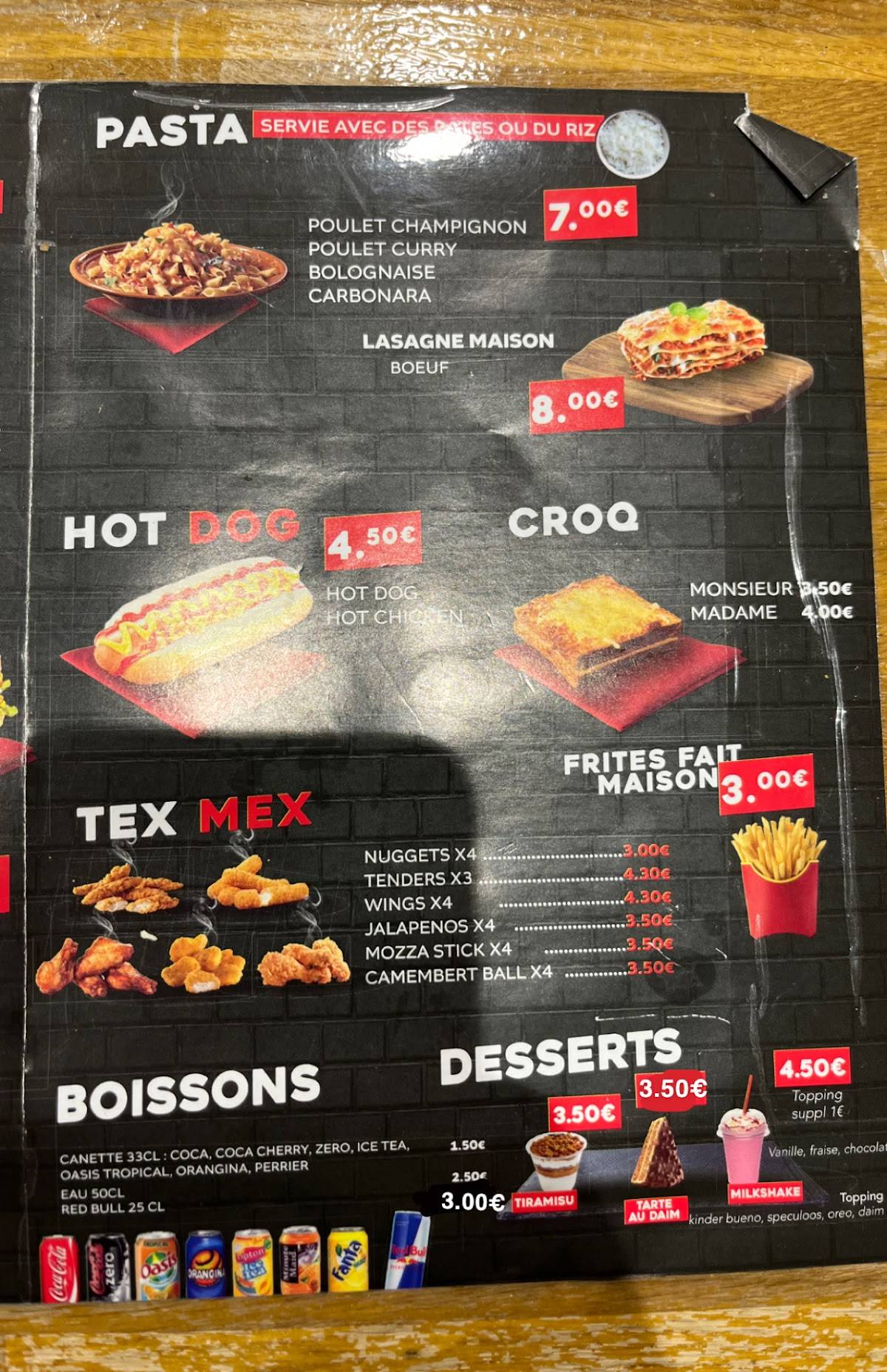 Menu au Food By Night - Livraison & emporter restaurant, Nancy