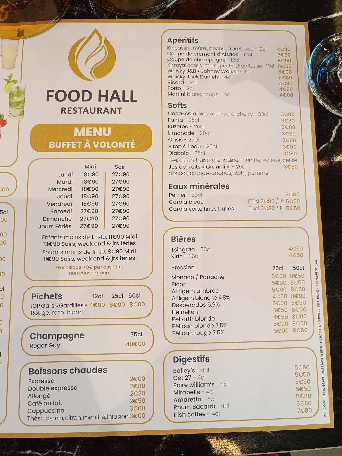 Menu au Food Hall restaurant, Augny
