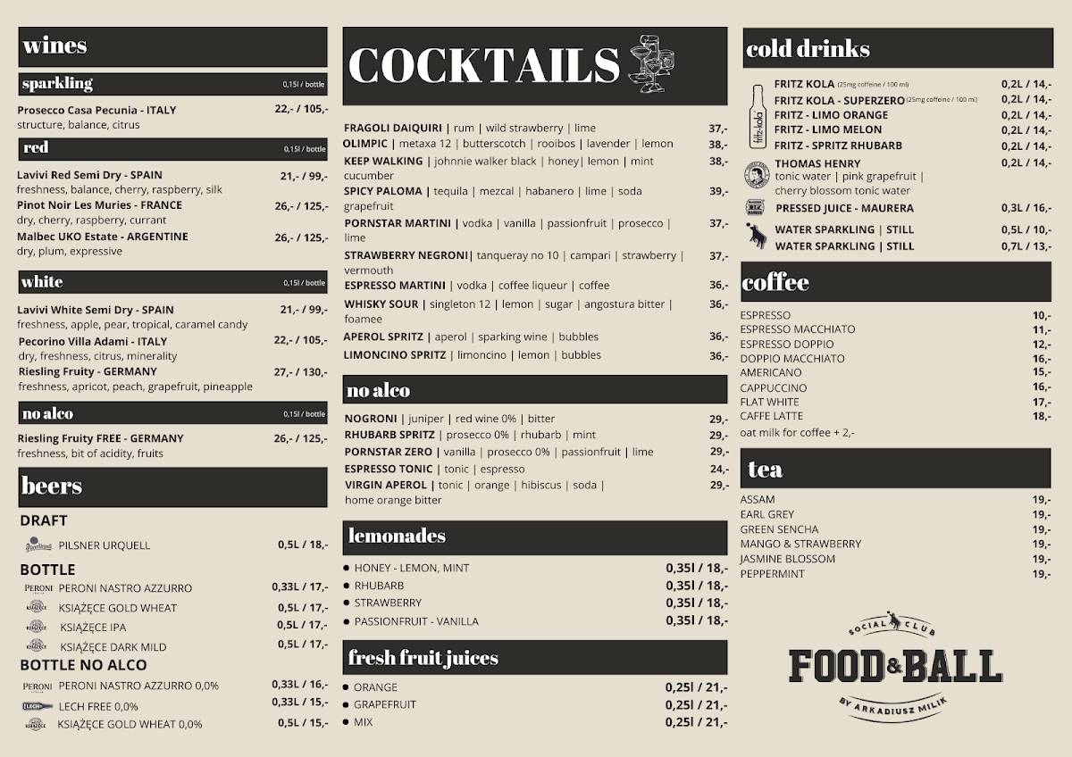 Menu at Food&Ball - Restauracja Katowice restaurant, Katowice