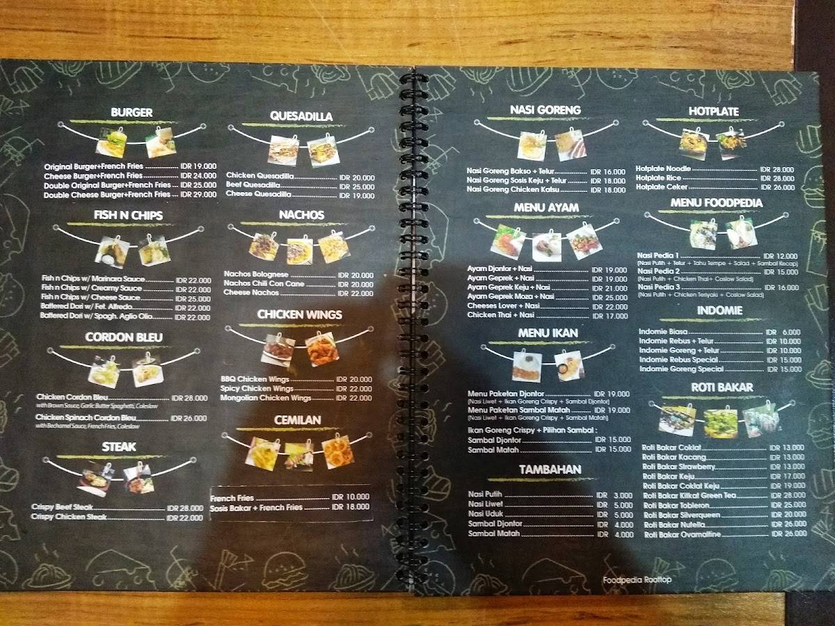 Carta del restaurante Foodpedia Rooftop, South Jakarta