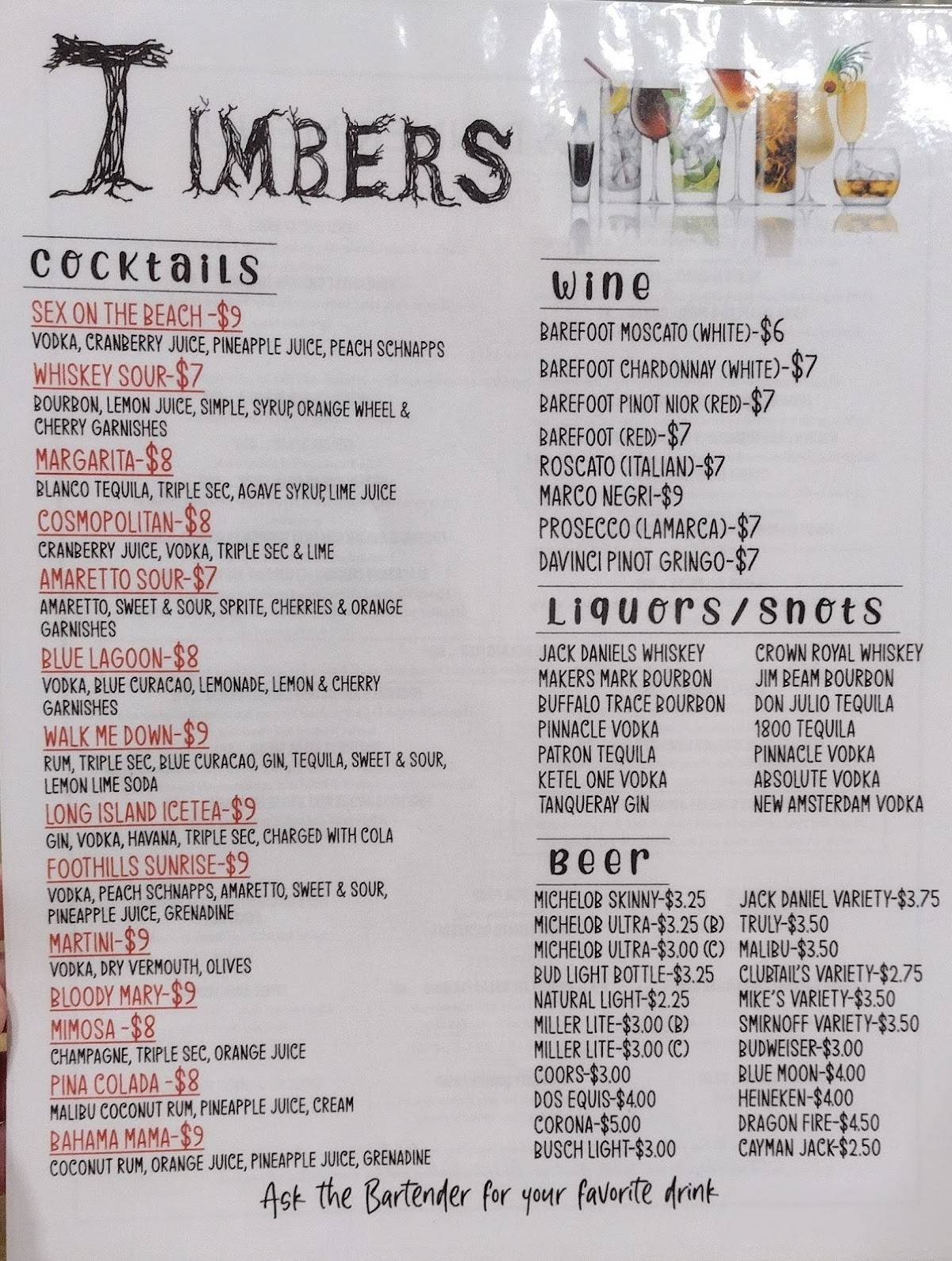Menu at Foothills Diner restaurant, Forest