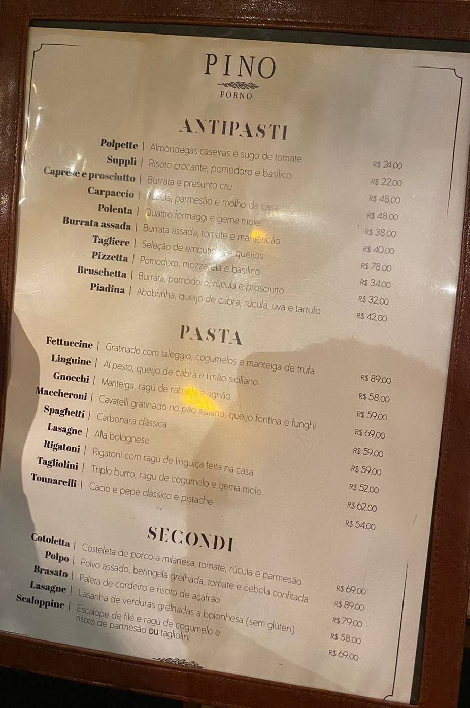 Menu em Forno da Pino restaurante, São Paulo