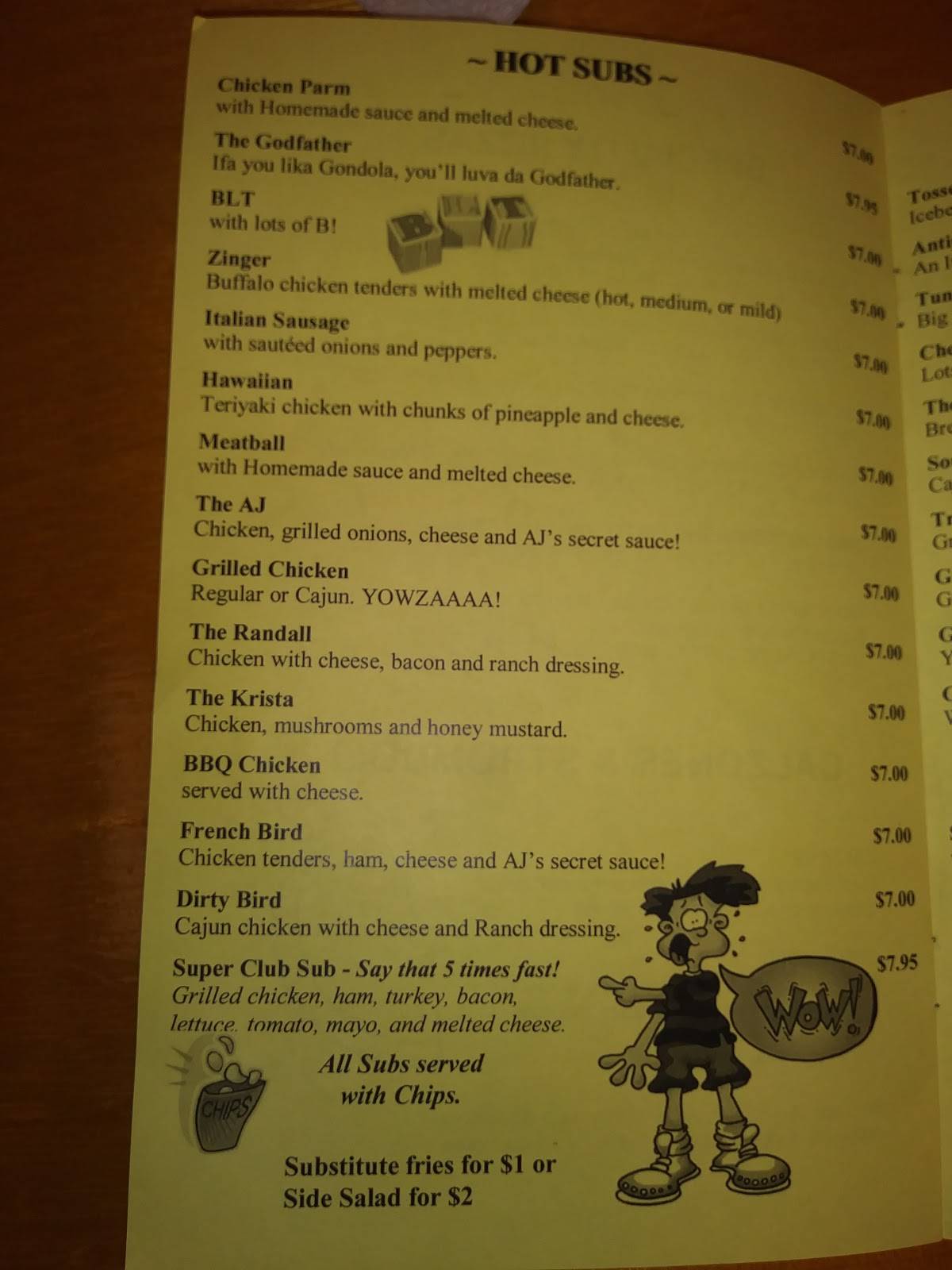Menu at AJ's Pizza, Subs, and Wings restaurant, Fort Pierce