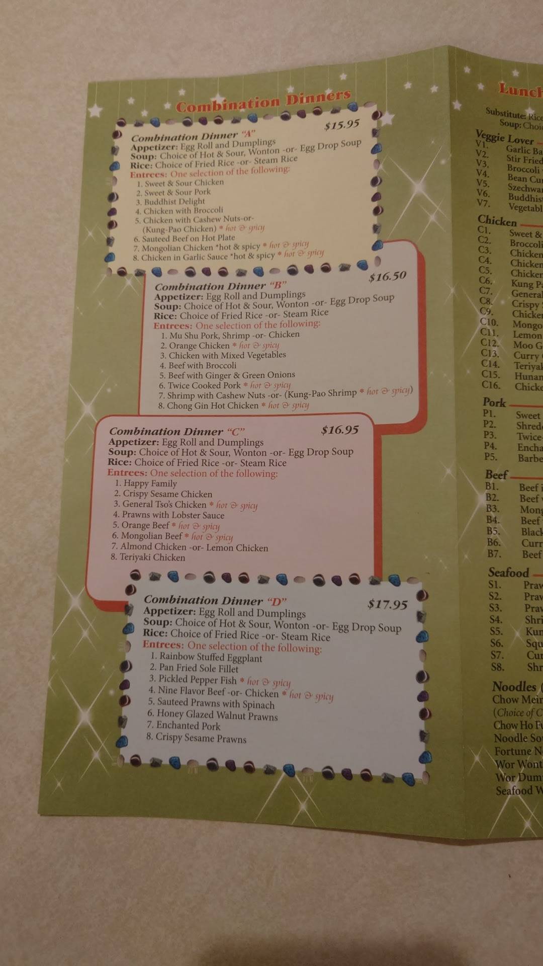 Menu at Fortune Star Chinese Restaurant, Sequim