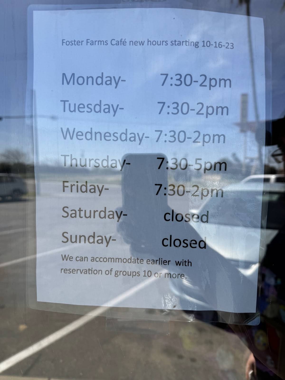 Menu at Foster Farms Livingston Cafe, Livingston, 221 Stefani Ave
