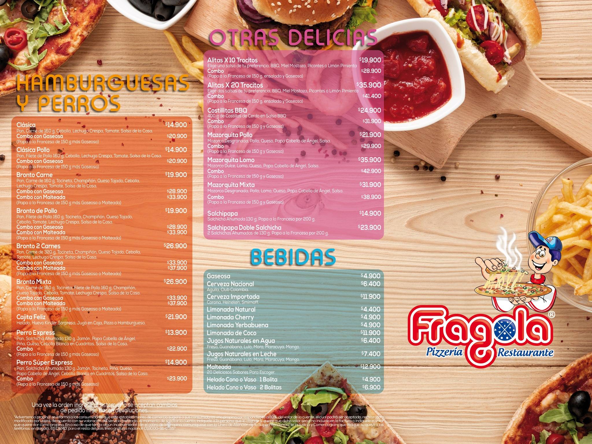 Carta del restaurante Fragola Pizza Express Santa Isabel Bogotá, Bogotá
