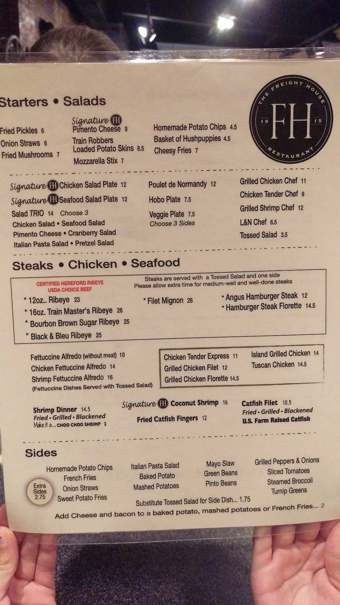 Menu at Freight House Restaurant, Hartselle