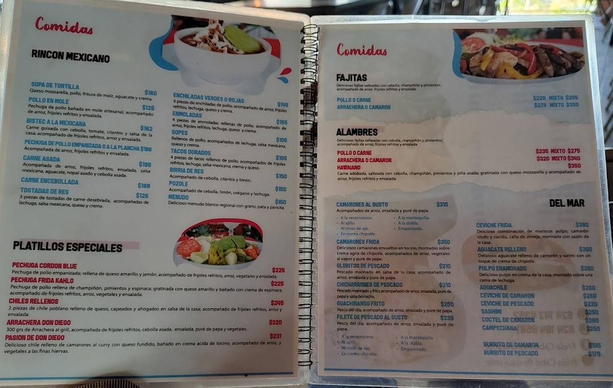 Carta de Frida Cabo Restaurante, San José del Cabo
