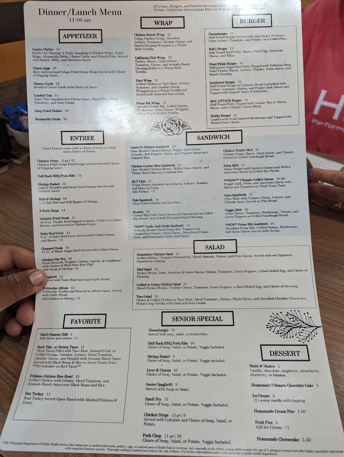 Menu at Friendship House Family Restaurant, Rhinelander