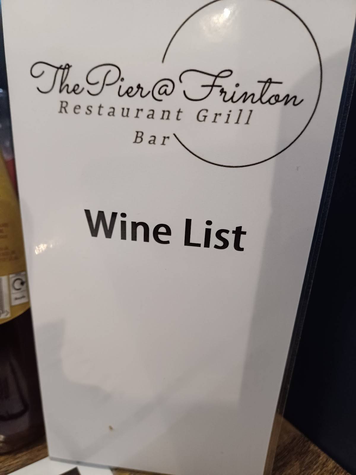 Menu at Pier One restaurant, Frinton-on-Sea