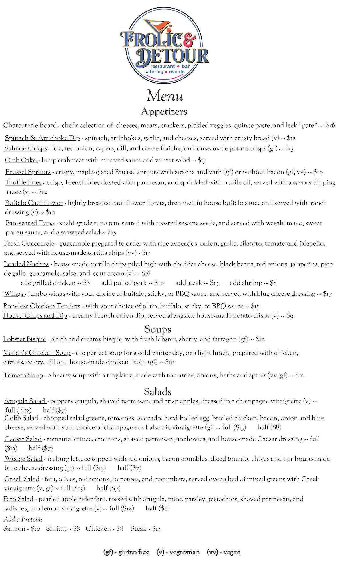 Menu at Frolic and Detour pub & bar, Acton