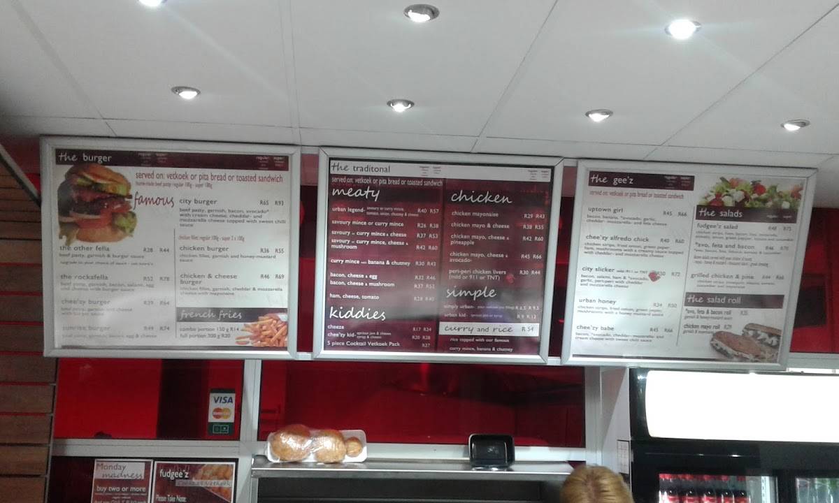 Menu at Fudgee'z Vetkoek Vanderbijlpark restaurant, Vanderbijlpark