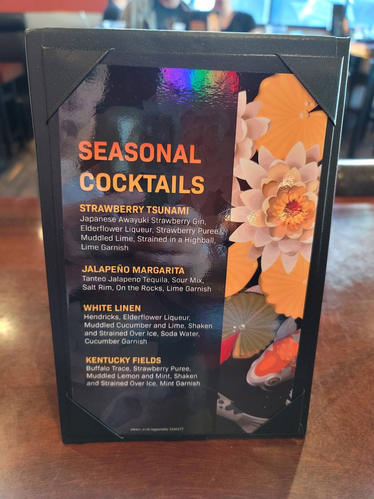 Menu at Fujiyama steakhouse, Liberty Lake