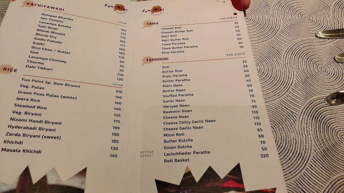 Menu at Funpoint Garden Restaurant, Ahmedabad, Tapovan Cir