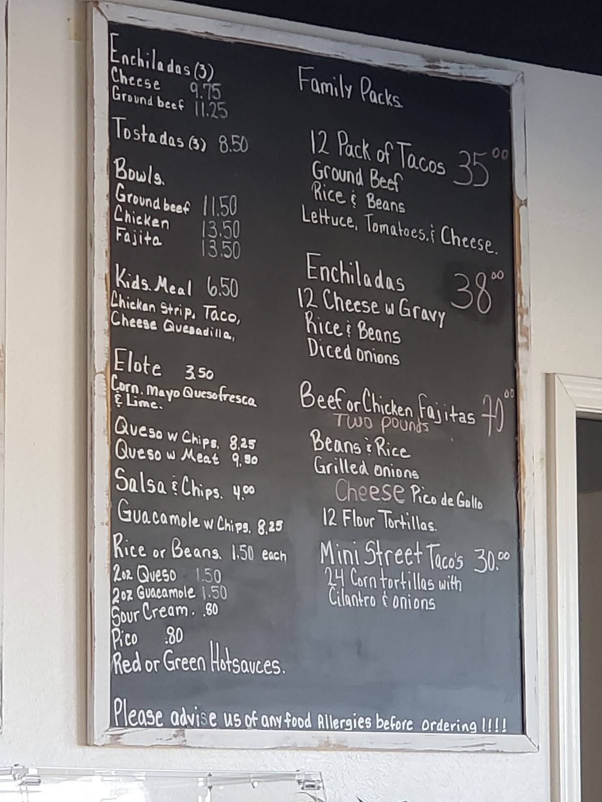 Menu at G Taco House restaurant, Sour Lake