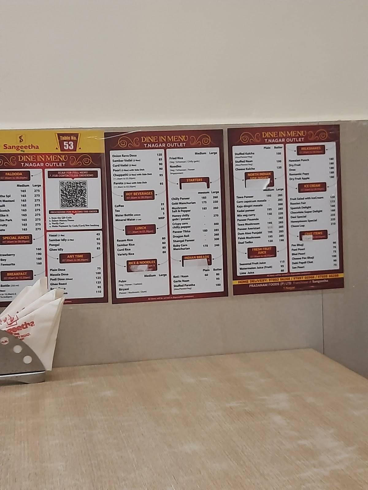 Menu at Geetham Veg Restaurant, Chennai, 102/82