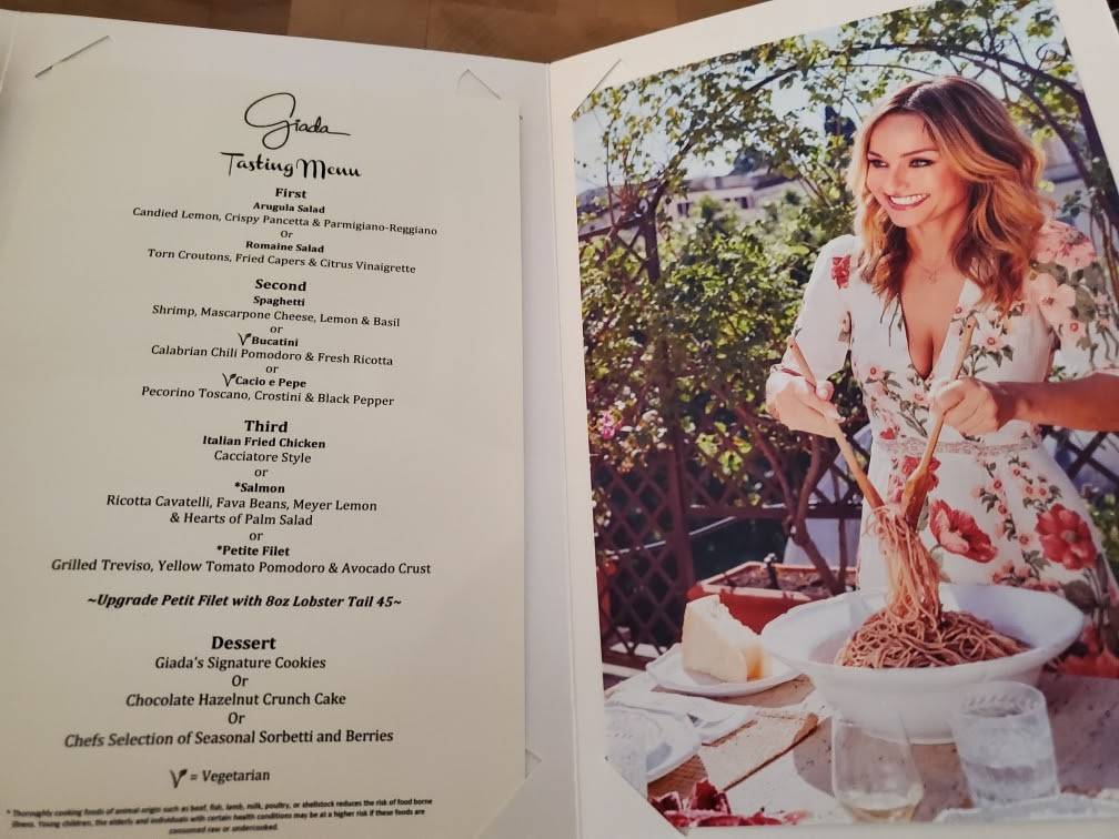 Menu at Giada at The Cromwell restaurant, Las Vegas, Las Vegas Blvd S