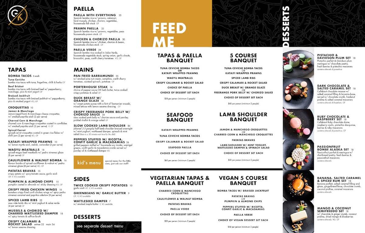 Menu at GK Tapas Bar & Restaurant Moonee Ponds, Moonee Ponds